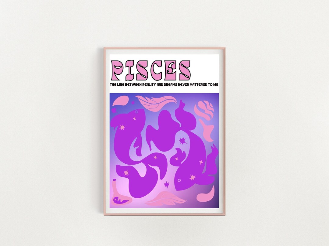 Pisces Zodiac Sign Wall Art Printable - Astrology Constellation Poster ...