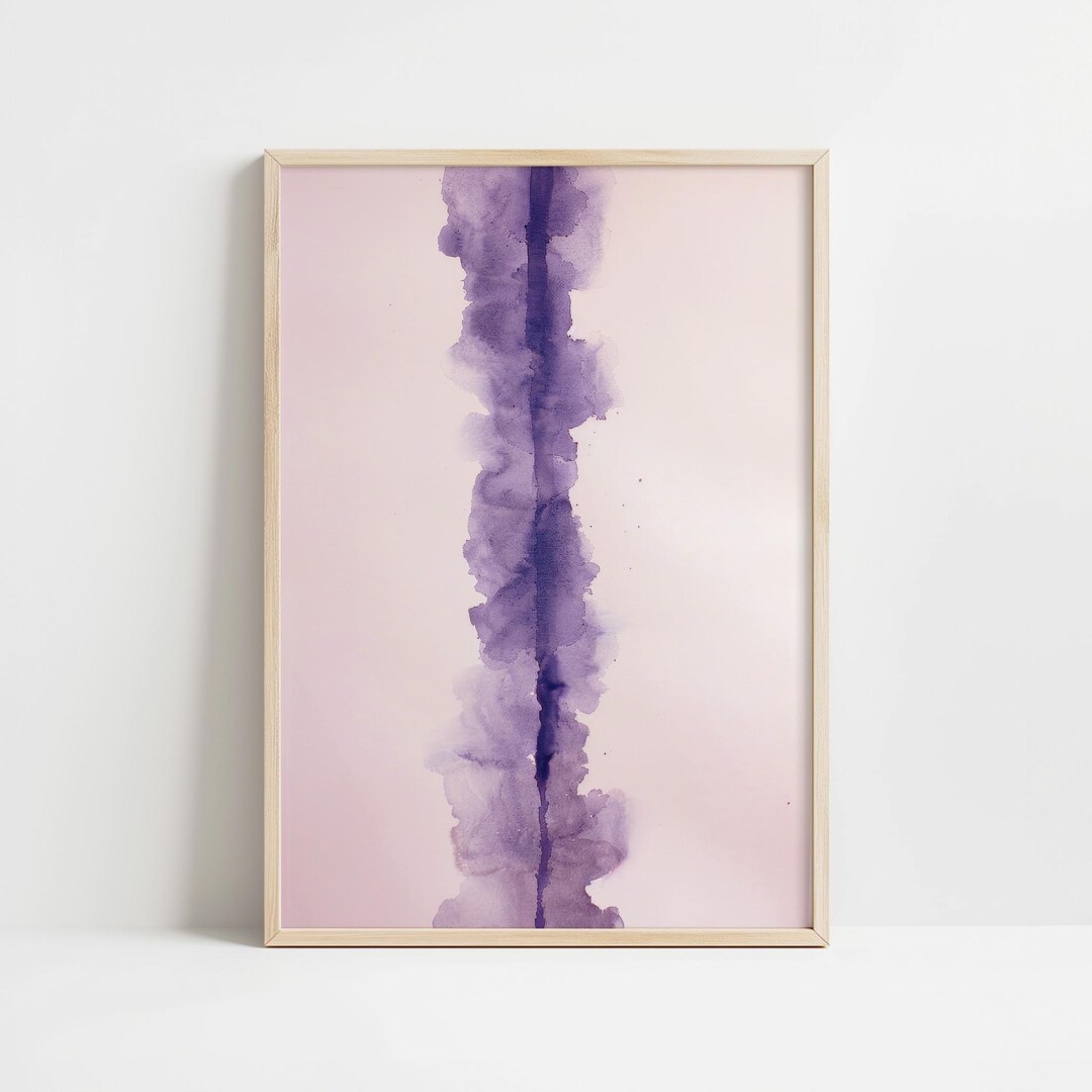 Purple Ink Abstract Art Print - Watercolor Wall Art - Minimalist Decor ...