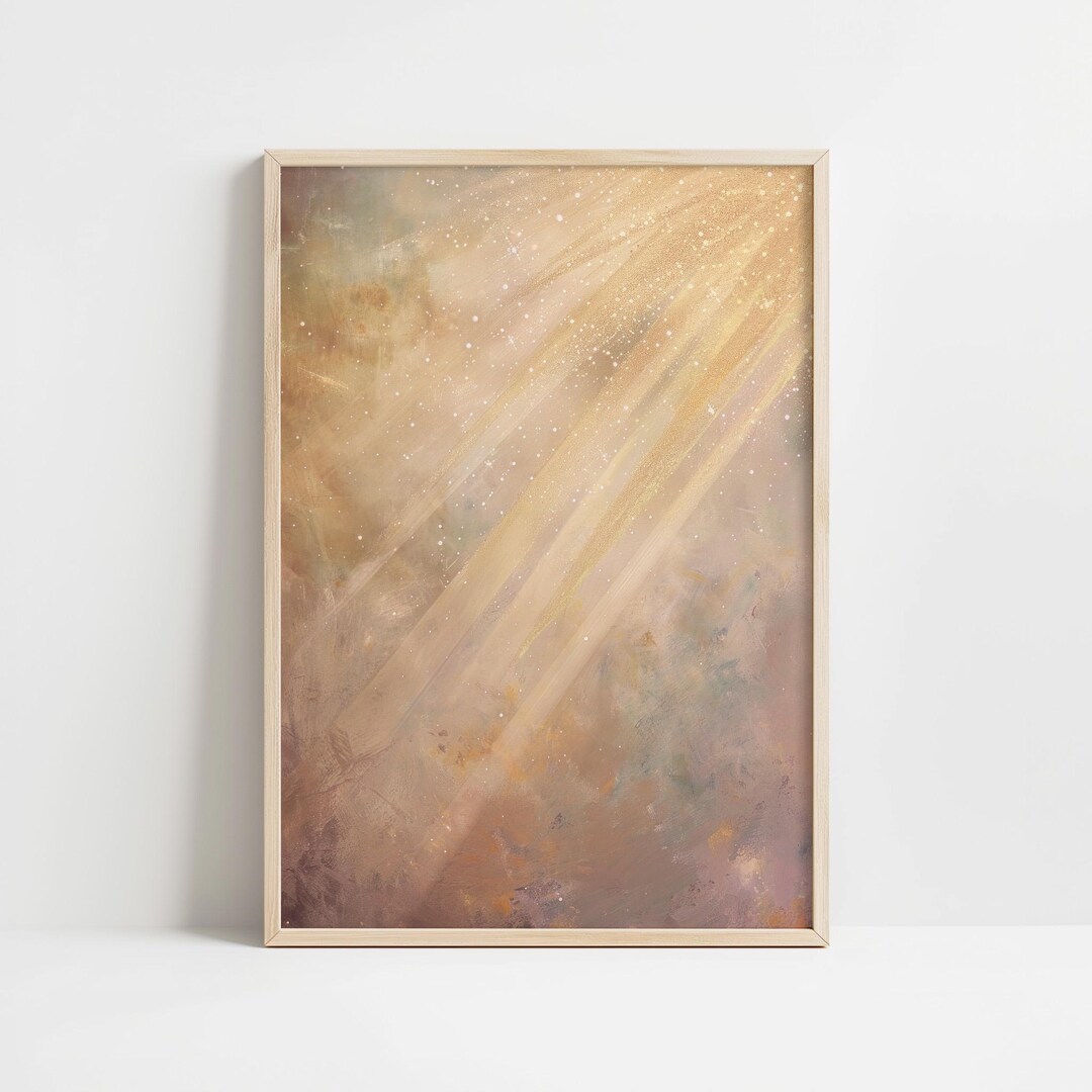 Golden Light Rays Abstract Wall Art | Ethereal Glow Painting | Modern ...
