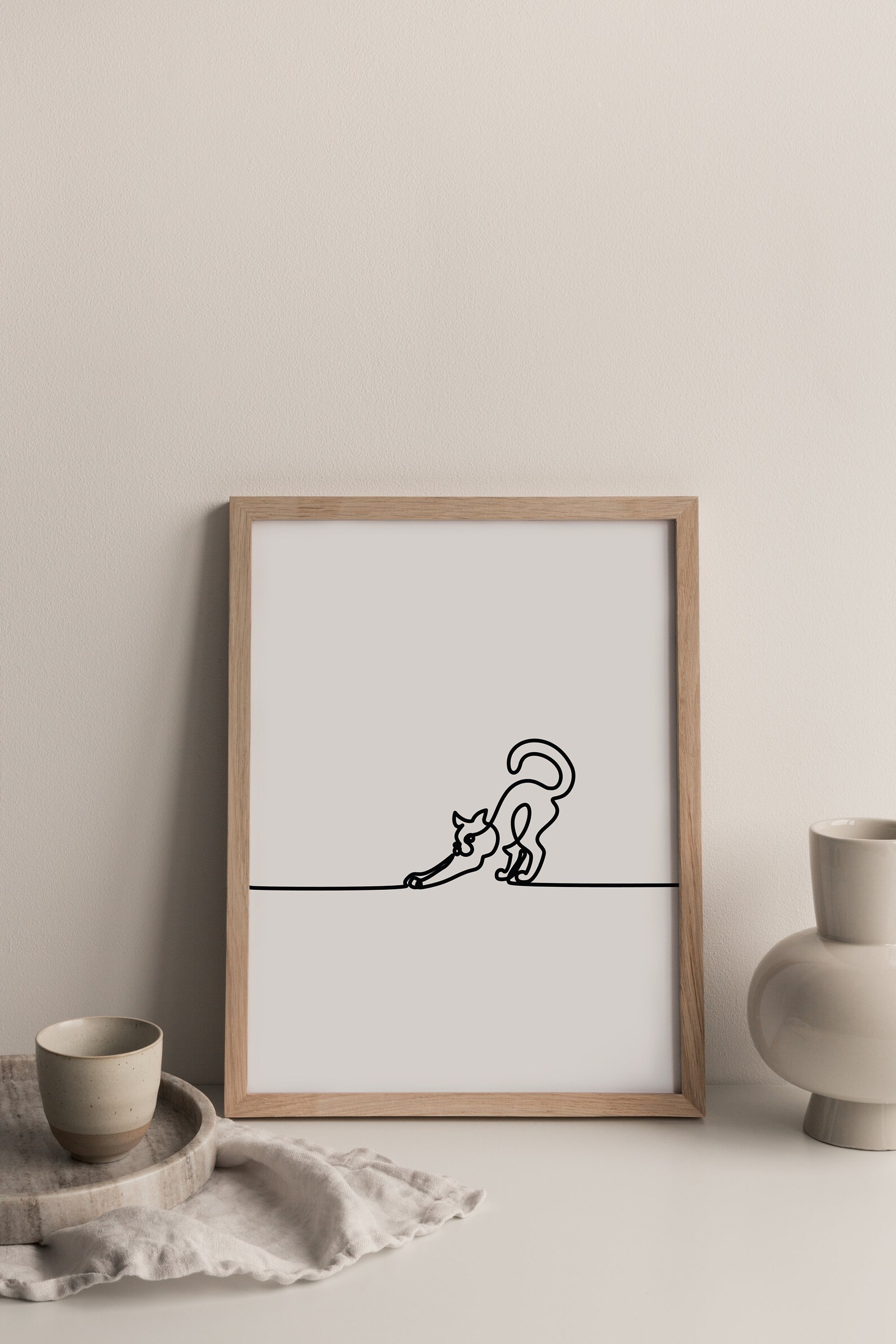 Fine Line Cat Print, Abstract Art, Abstract Prints, Line Drawing ...