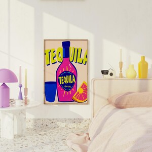 Tequila Therapy Art Print – Colorful Bar Wall Decor, Fun and Quirky ...