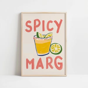 Spicy Margarita Artwork – Hand-drawn Yellow Cocktail With Lime, Fun ...