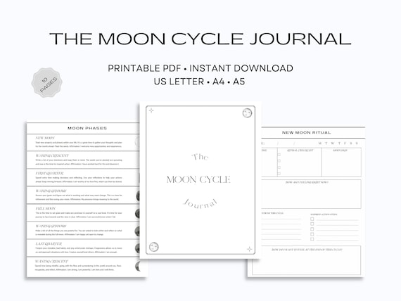 Moon Phase Journal Printable. Lunar Cycle Planner Pages. - Etsy