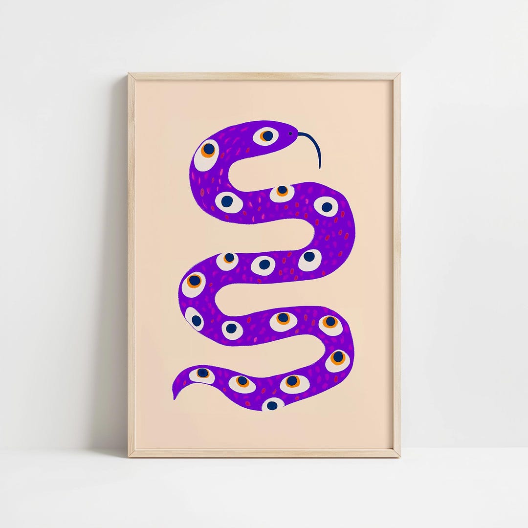 Mesmerizing Abstract Snake Art – Purple Snake With Eye Pattern, Unique ...