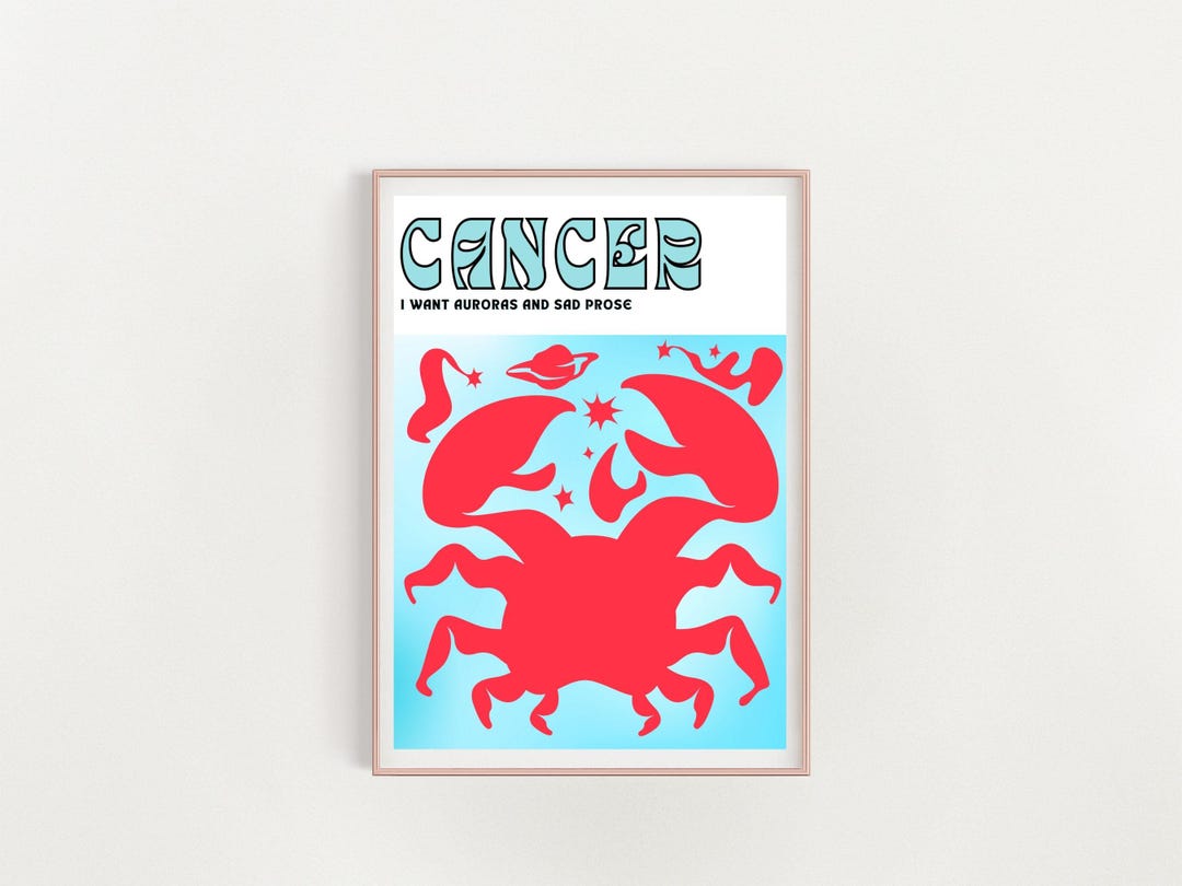 Cancer Zodiac Sign Wall Art - Astrology Constellation Poster Printable ...