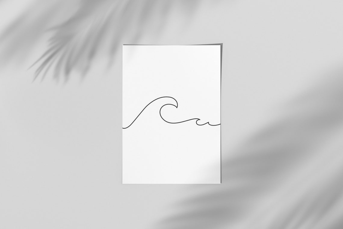 Wave Print Fine Line Print Digital Download Minimal | Etsy