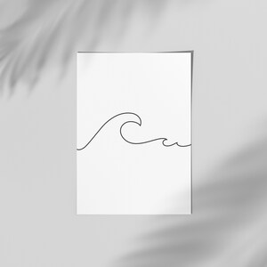 Wave Print, Fine Line Print, Digital Download, Minimal Printable, Wall ...