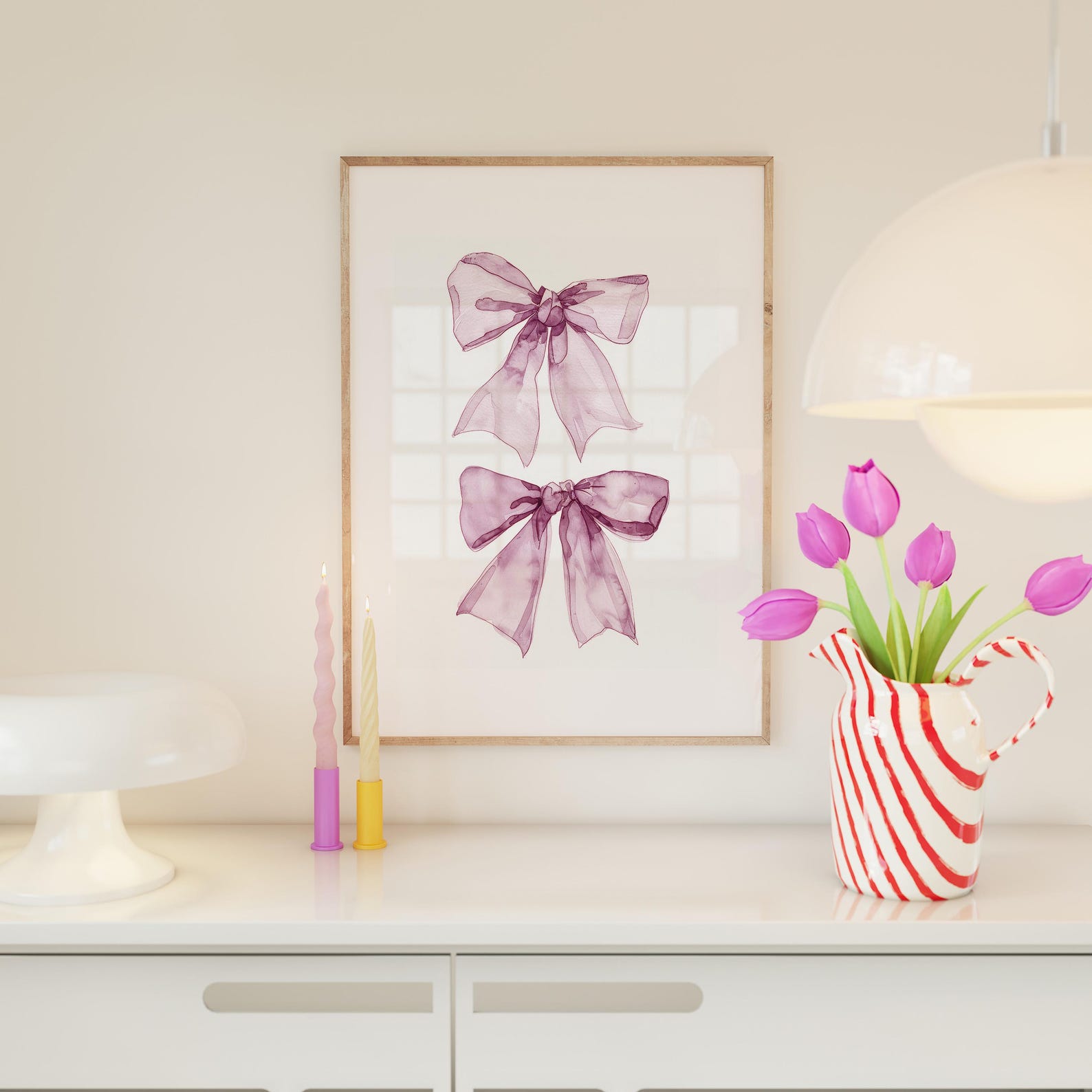 Delicate Purple Bows Watercolor Print - Elegant Bow Tie Art - Soft ...