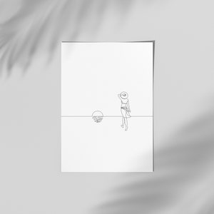 Beach Print, Fine Line Print, Digital Download, Minimal Printable, Wall ...