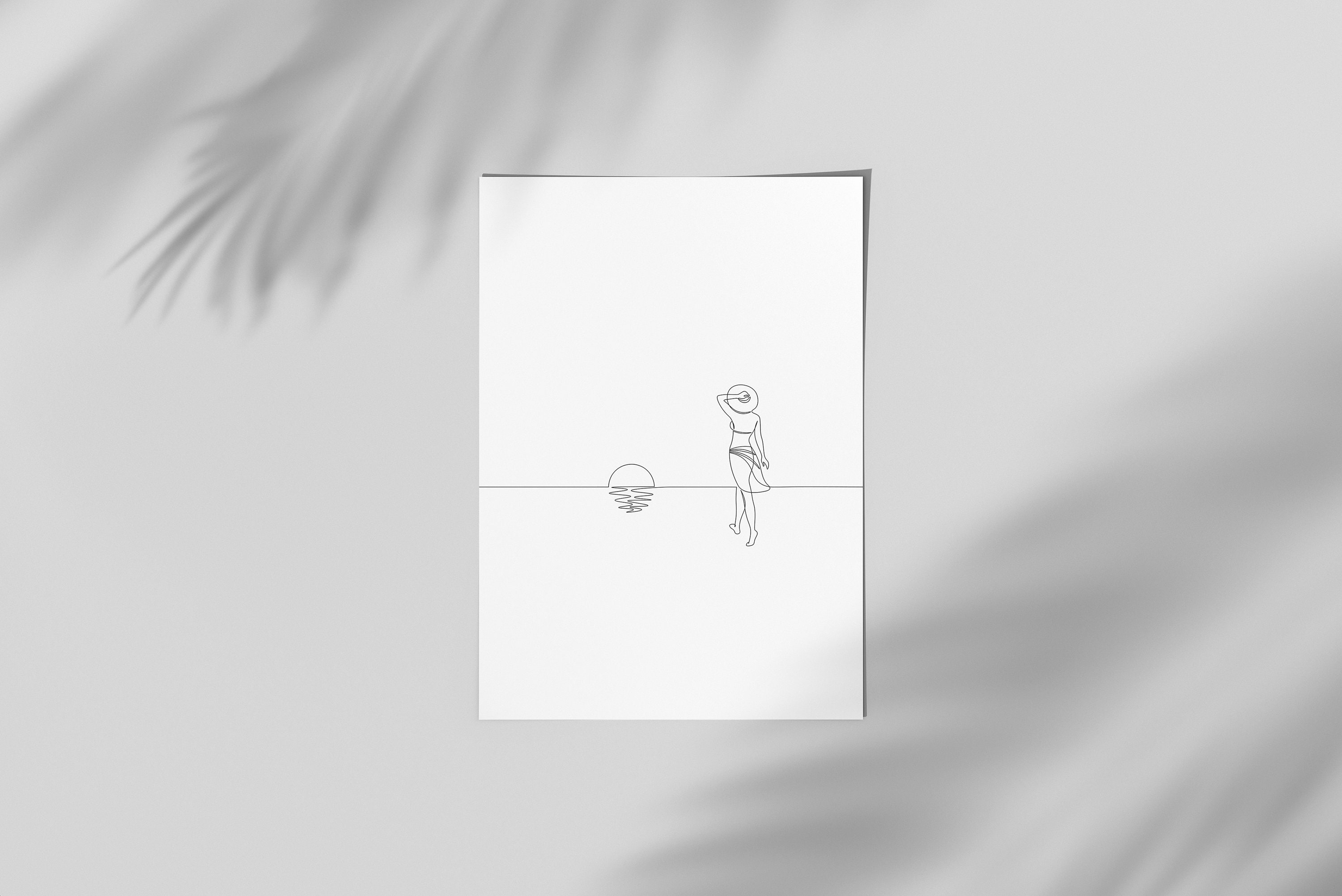 Beach Print, Fine Line Print, Digital Download, Minimal Printable, Wall ...