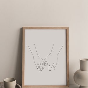 Pinky Swear Printable, One Line Drawing Print, Black White Hands Artwork, Hand Holding Poster ...