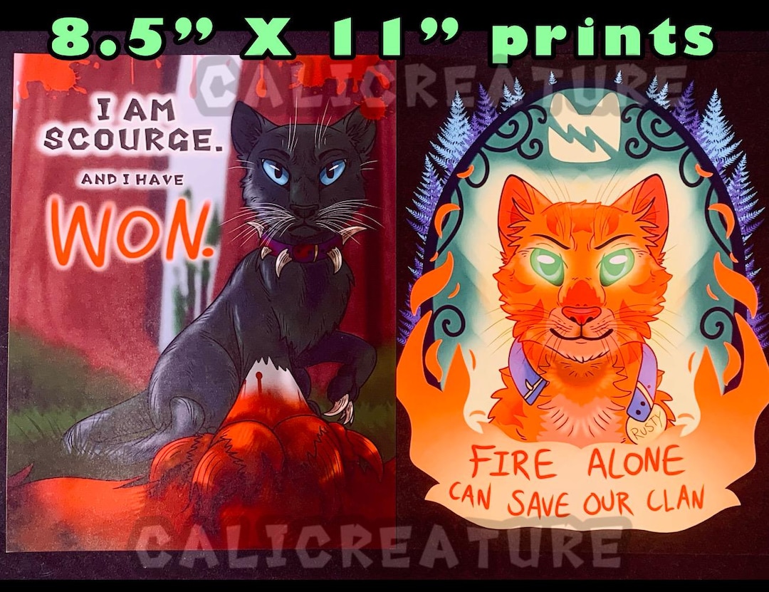 Warrior Felines - Scourge and Fire Alone (8.5" X 11" Prints) - Etsy