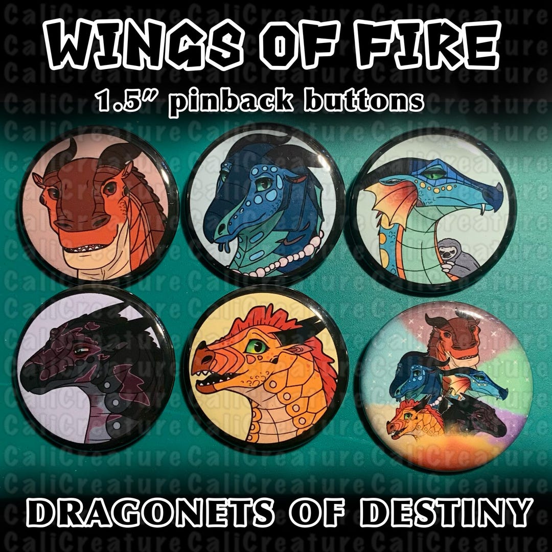 Wings of Fire Dragonets of Destiny: 1.5" Dragon Character Pinback ...