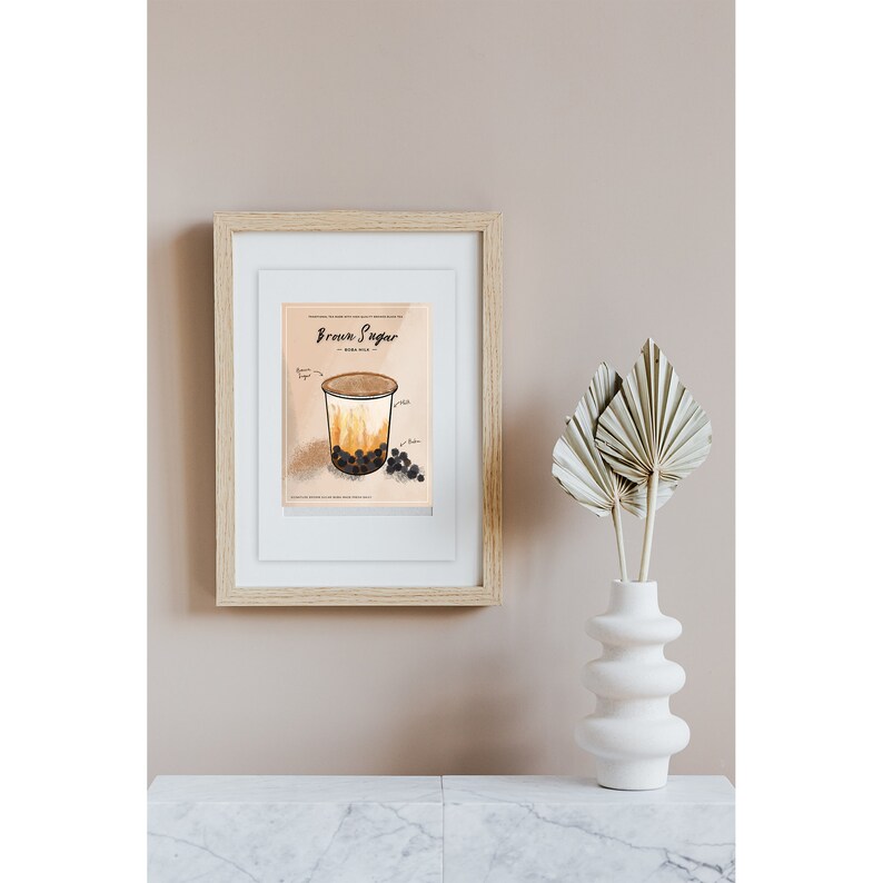Brown Sugar Boba Painting, Printable, Bubble Tea Drink Print, Boba Tea ...