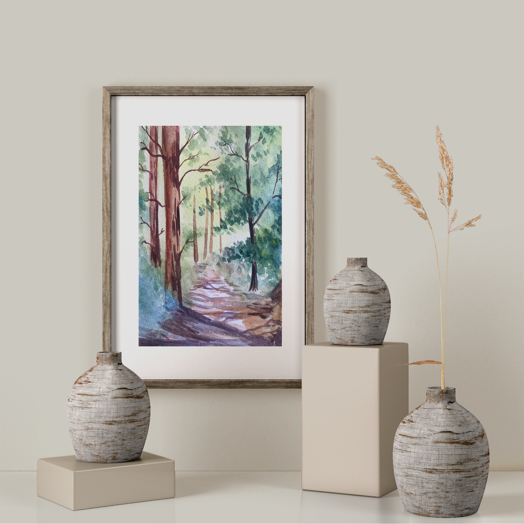 Abstract Forest Painting, Printable, Abstract Print, Nature Prints ...