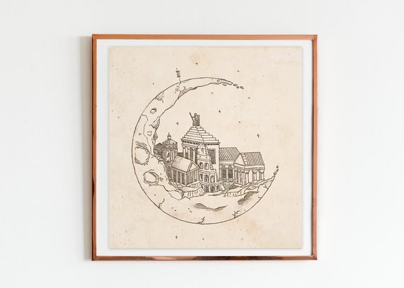 Moon City Printable City Poster Rome Print Rome Wall Art | Etsy