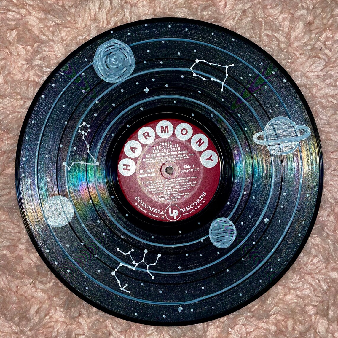 Outer Space Painted Vinyl Record Acrylic Painted Record | Etsy