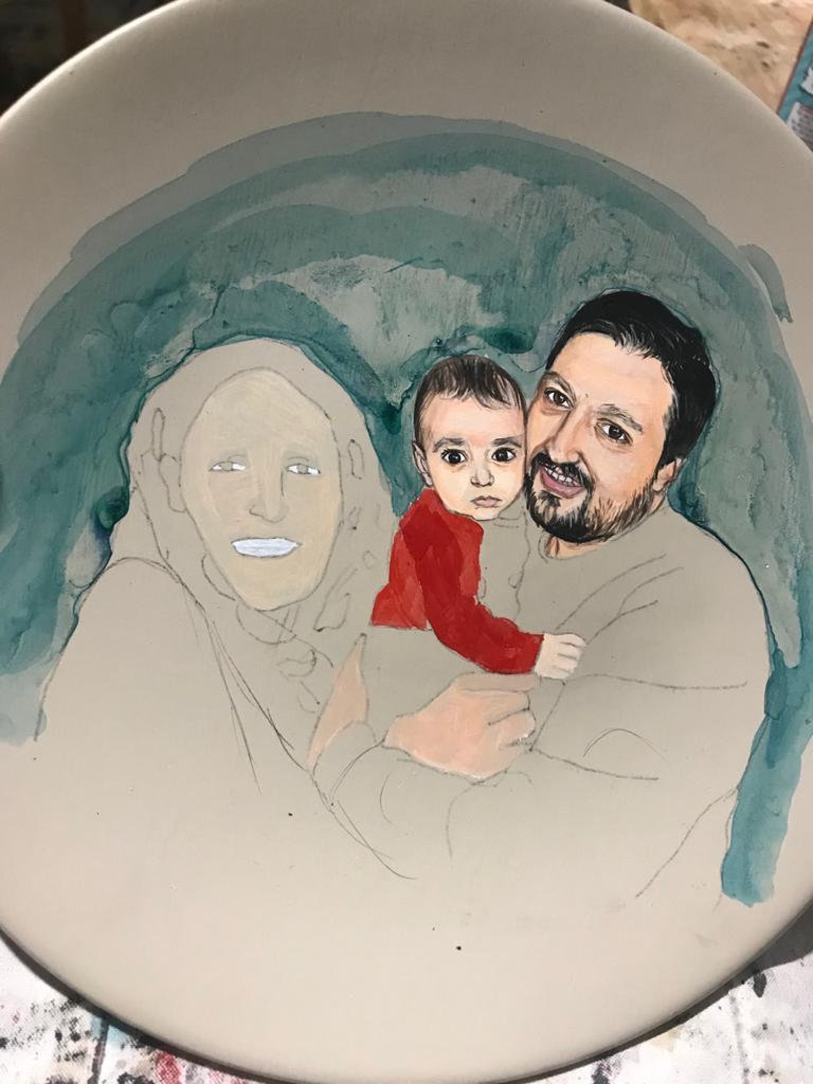Hand-painted Merged People Portrait on Porcelain Gag - Etsy