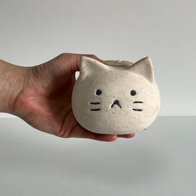 White Cat Ceramic Vase - Etsy