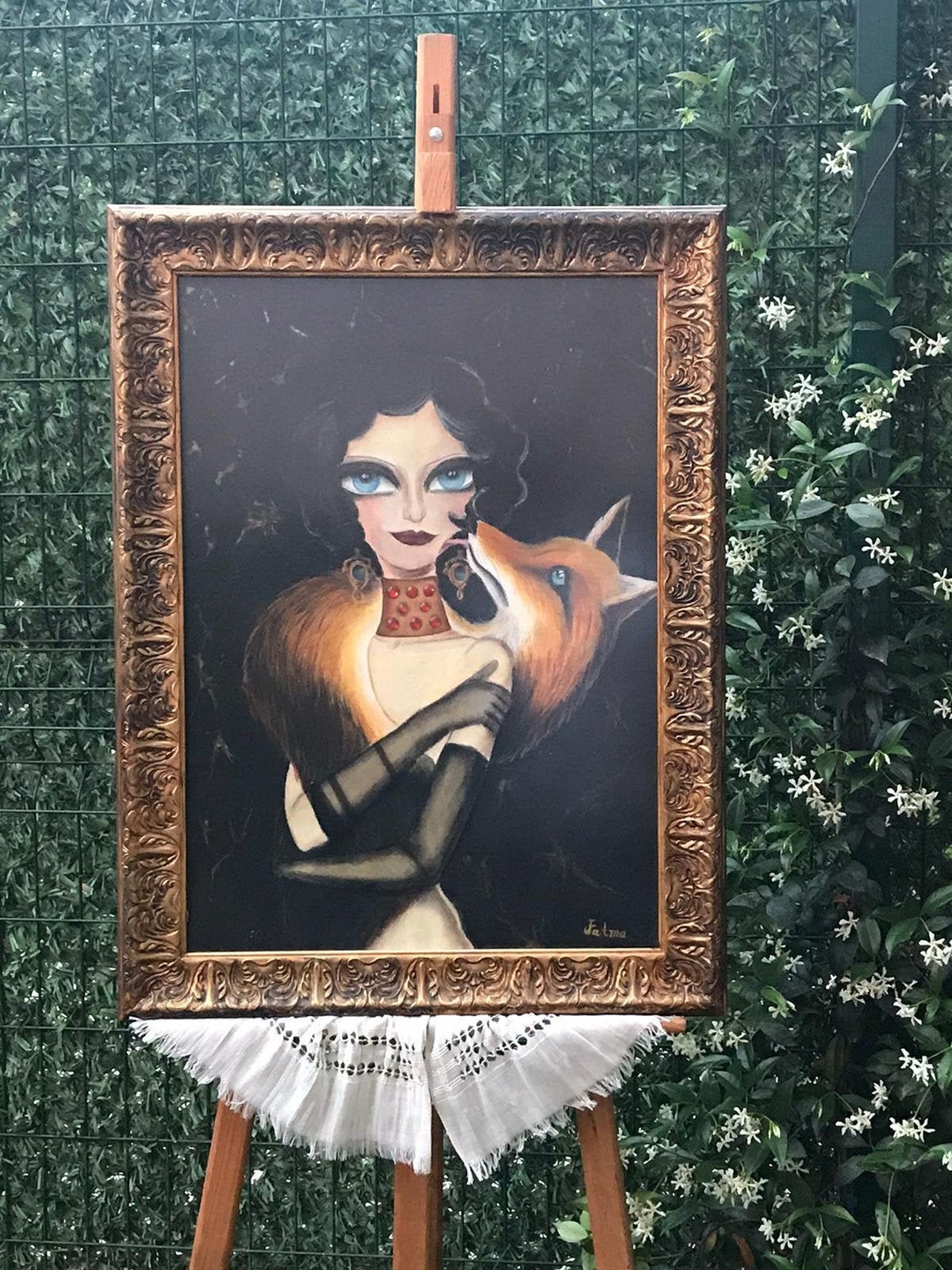 Women With Fox Gothic Style Mixed Technic Portrait - Etsy