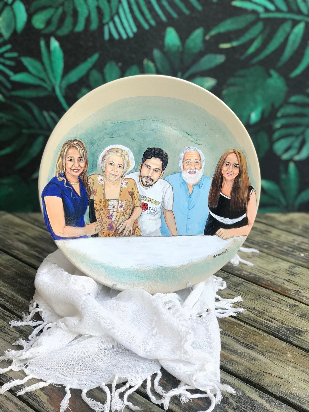 Hand-painted Merged People Portrait on Porcelain Custom Handmade Plate ...
