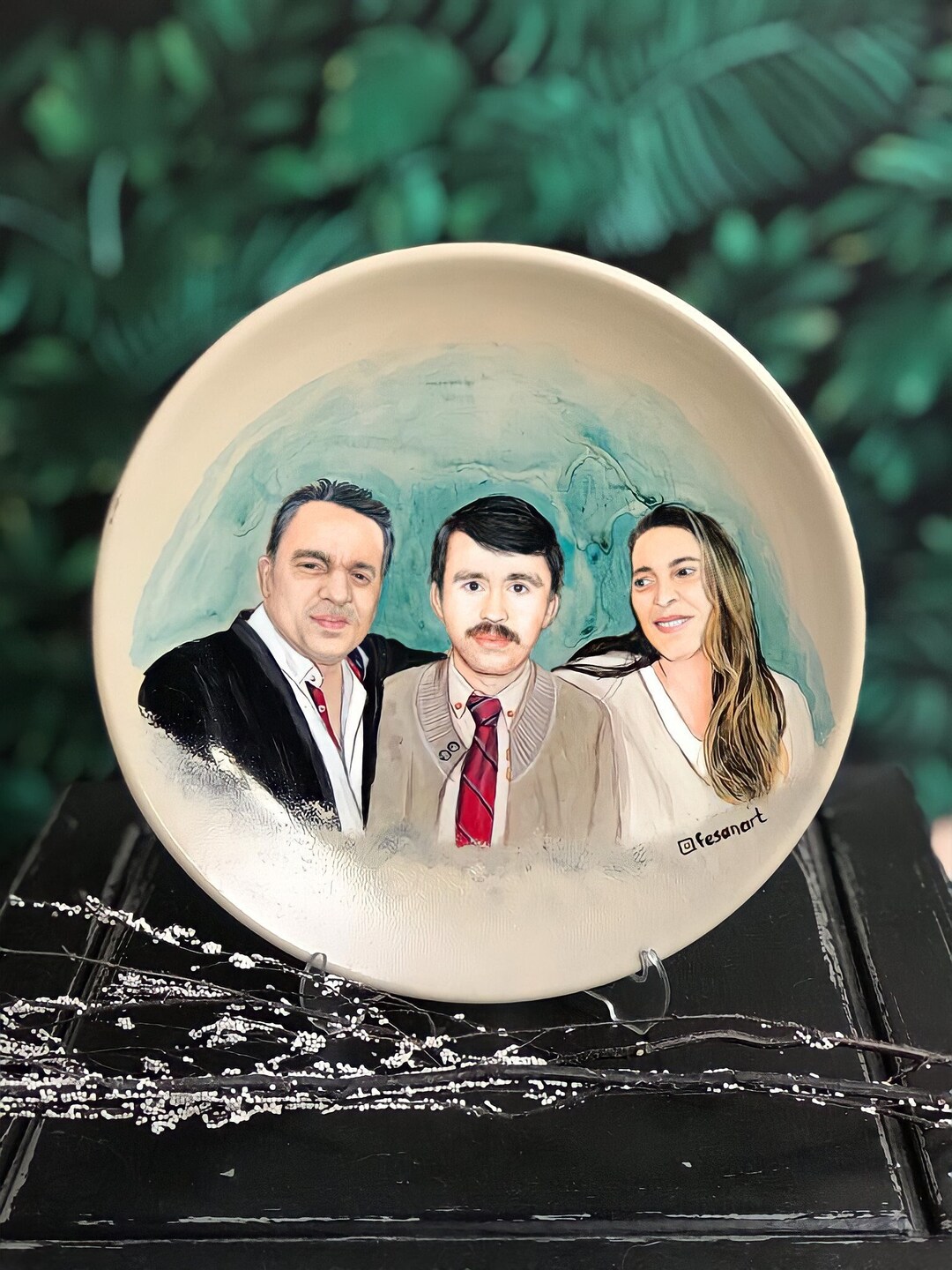 Merge Photos Painting From Photo on Porcelain Plate | Original | Oil ...