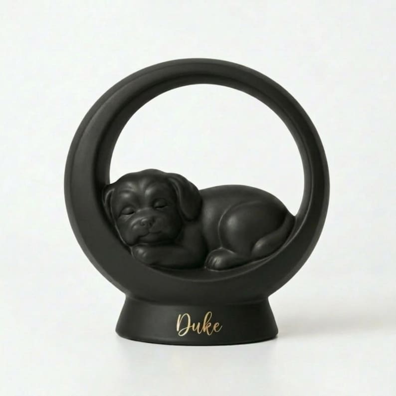 Personalized Ceramic White Dog Urn, Sleeping Maltese Terrier Moon ...