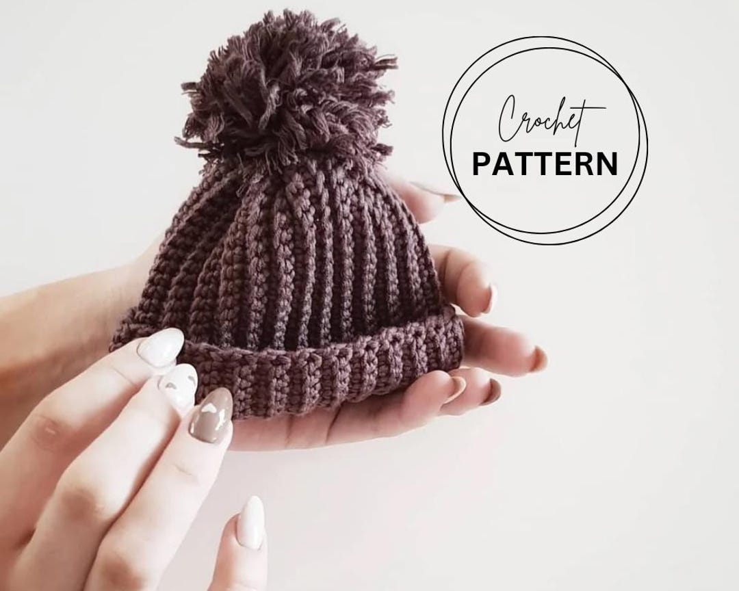 Ribbed Beanie Easy Crochet Baby Hat Preemie Baby Pom Pom Baby Hat ...