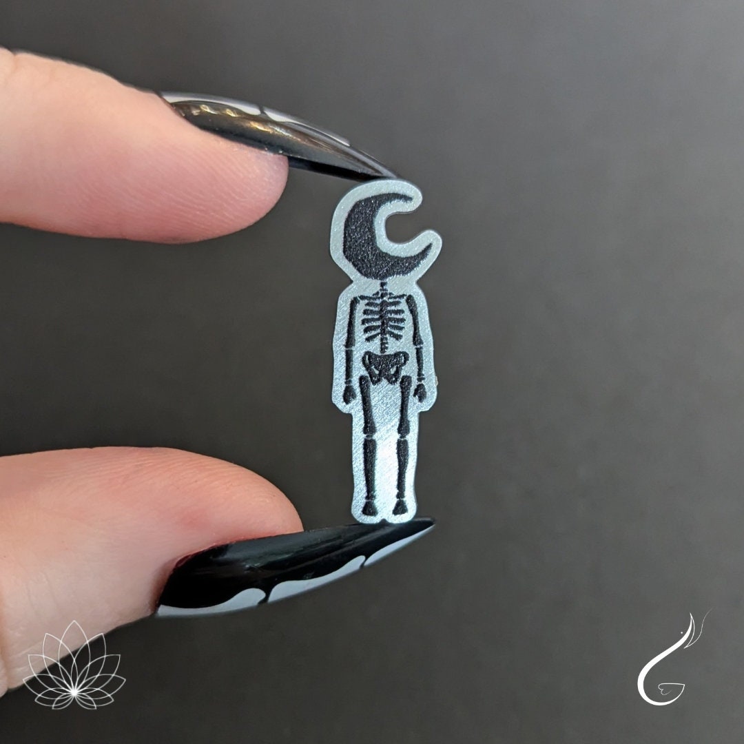 Eco-metal Pins - Flaming Skeleton, Moon Skeleton. Star Skeleton ...