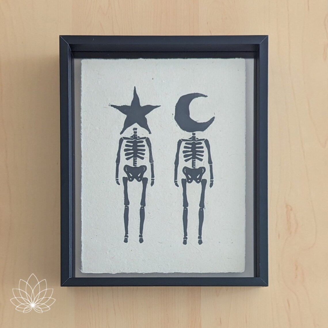 Celestial Skeletons Linocut on Lokta Paper, 8.5"x11" - Blockprint ...