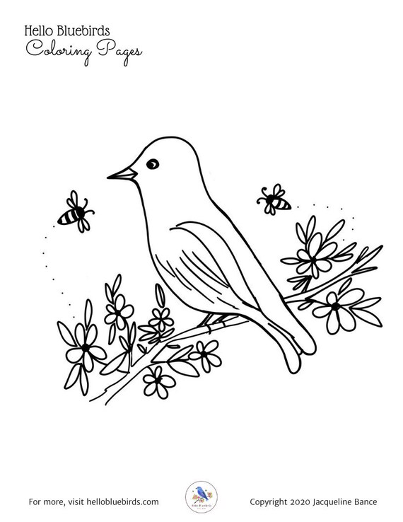 Joy the Bluebird Original Coloring Page PDF Download by | Etsy