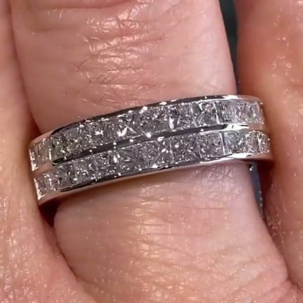 Channel Set Anniversary Band Ring - Etsy