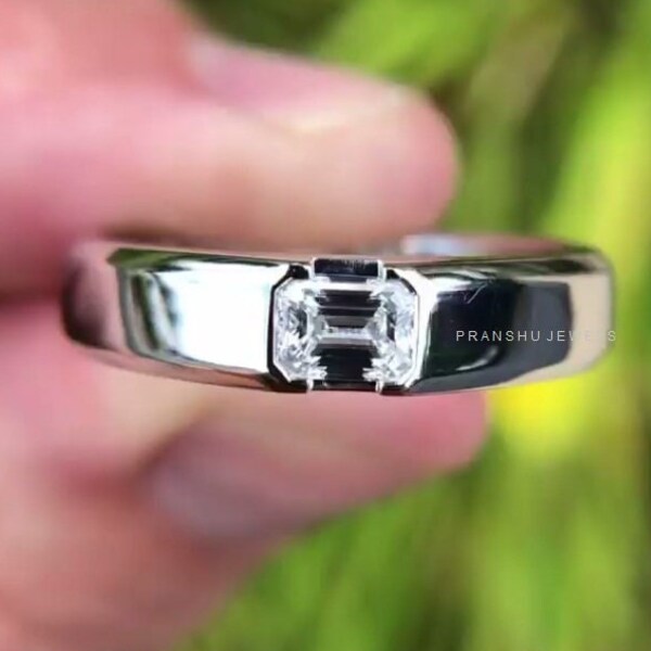 Mens Moissanite Emerald - Etsy