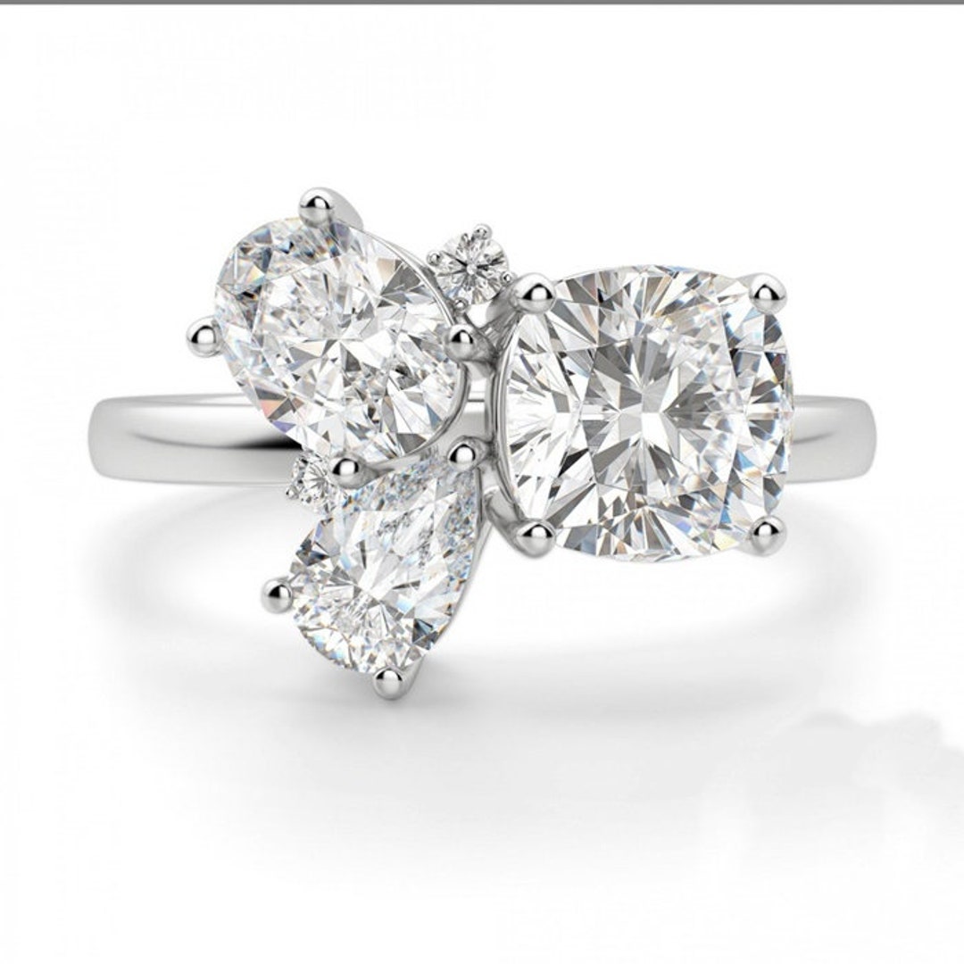 Five Stone Engagement Ring, Multi Stone Shape Simulant Diamond Wedding ...