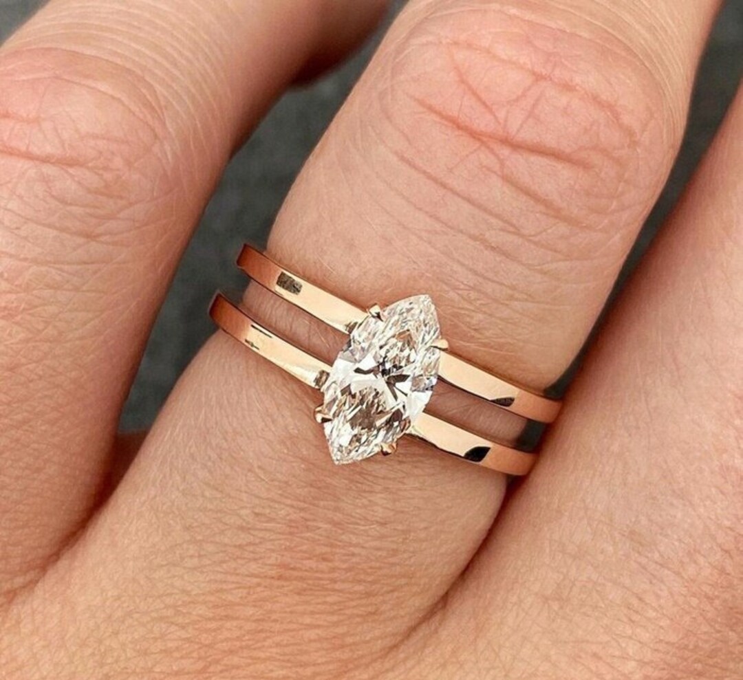 Marquise Solitaire Engagement Ring 1 CT Marquise Engagement - Etsy