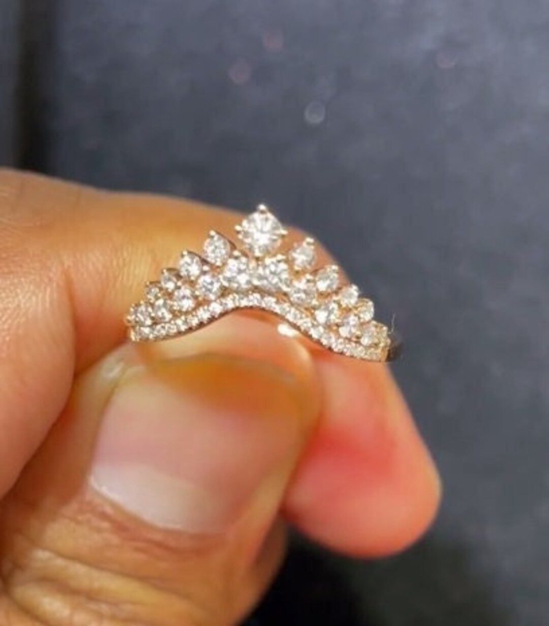 Queen Crown Ring Round Moissanite Crown Wedding Ring Tiara - Etsy