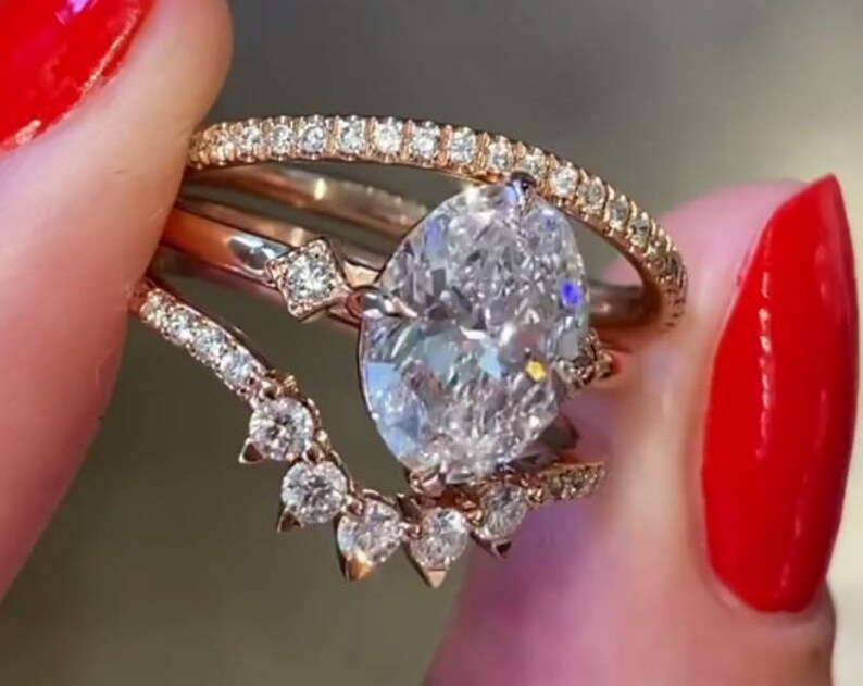 Trio Wedding Ring Set Three Piece Bridal Ring Set 2.50 Ct - Etsy