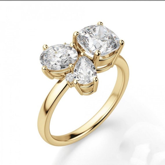 Five Stone Engagement Ring Multi Stone Shape Simulant Diamond | Etsy