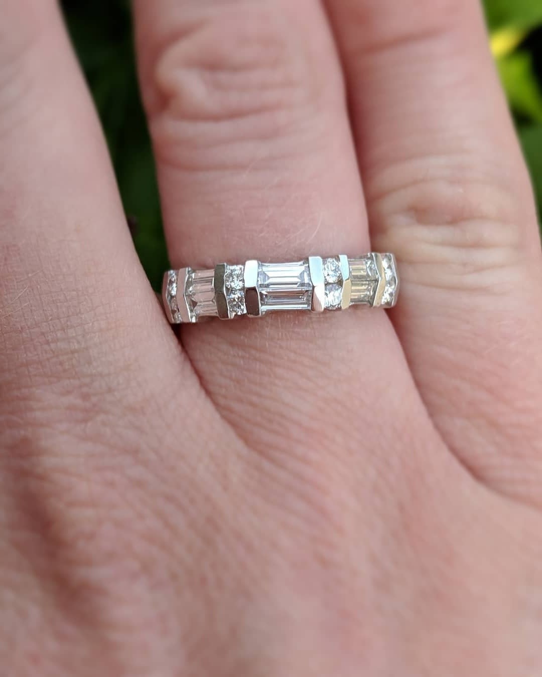 Half Eternity Wedding Band, Bar Setting Round Moissanite Half Eternity ...