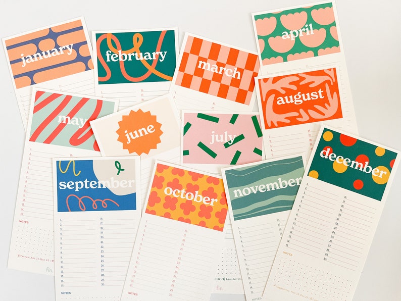 Patterned Perpetual Calendar / Special Day Calendar With - Etsy