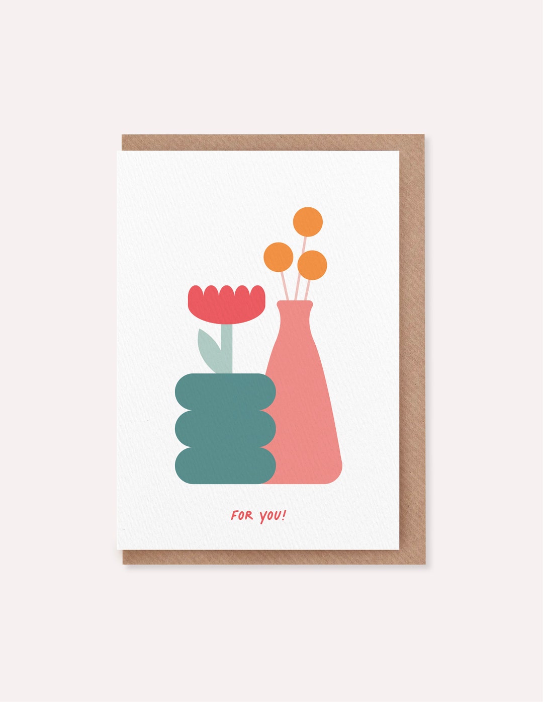 Floral Thank You Card: Fin Design Greetings Card - Etsy
