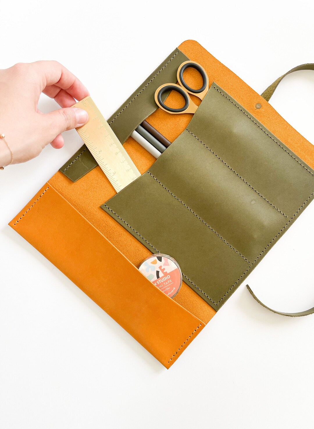 Leather Pen Roll / Boom Contrast Series / Genuine Leather Pencil-pen ...