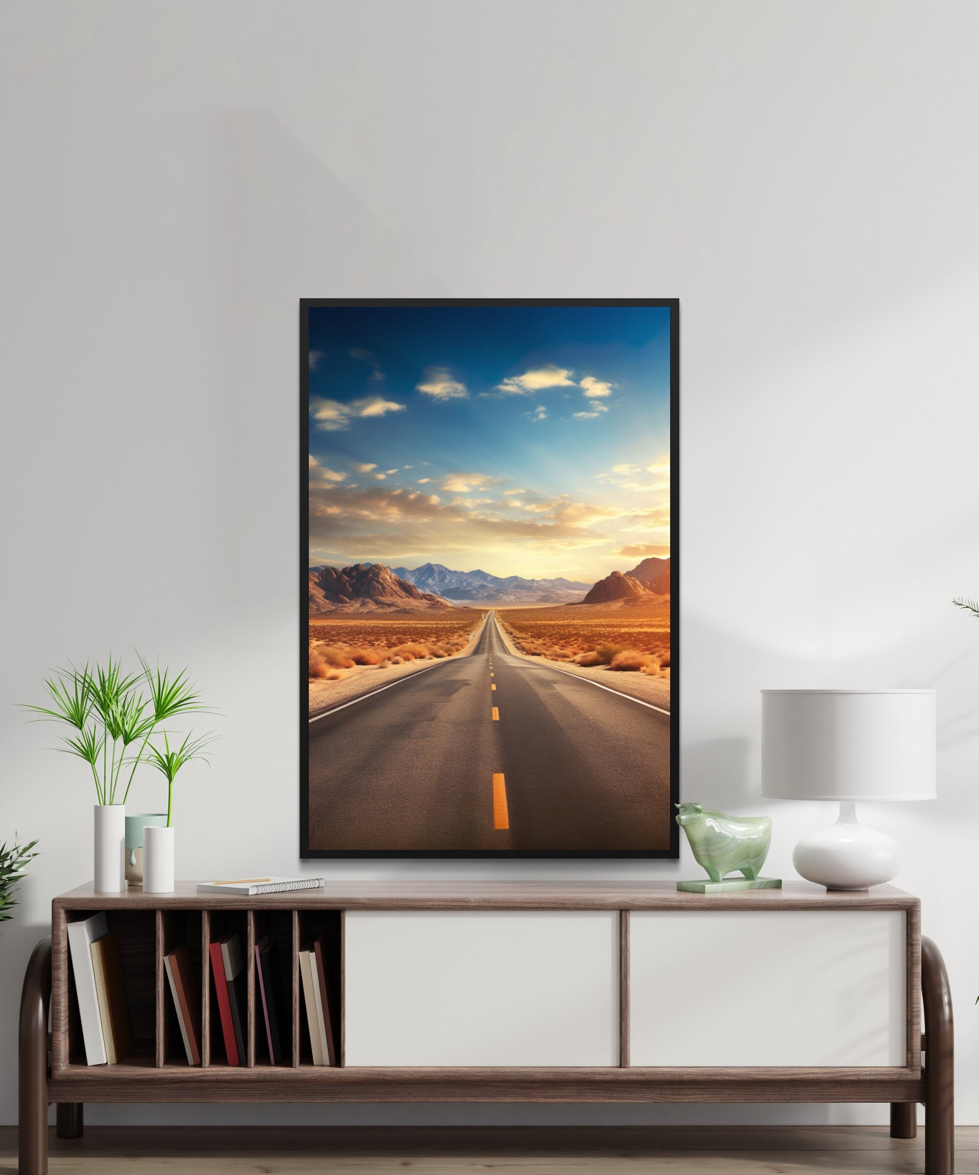 Scenic Desert Road Digital Wallpaper, High-resolution Desert Landscape ...