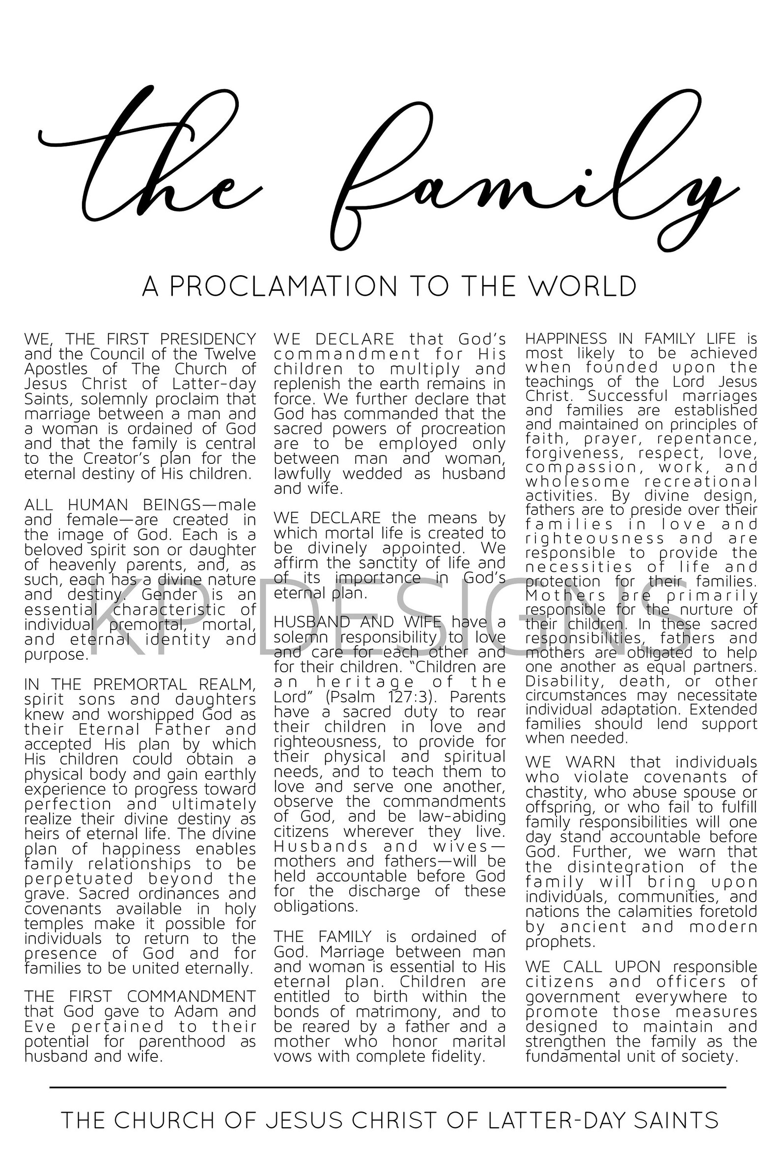 The Family Proclamation the Living Christ and the - Etsy