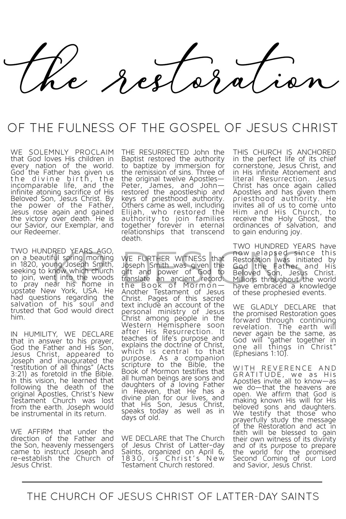 The Restoration Proclamation Digital Download, the Restoration of the ...