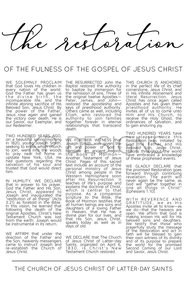 The Restoration Proclamation Digital Download, the Restoration of the ...