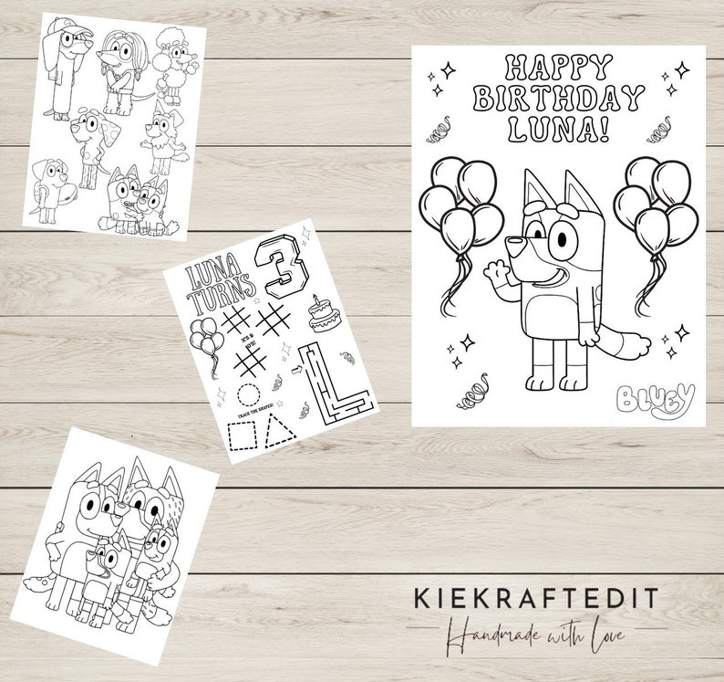 Mini Coloring Pages Bluey Coloring Book Custom Coloring - Etsy