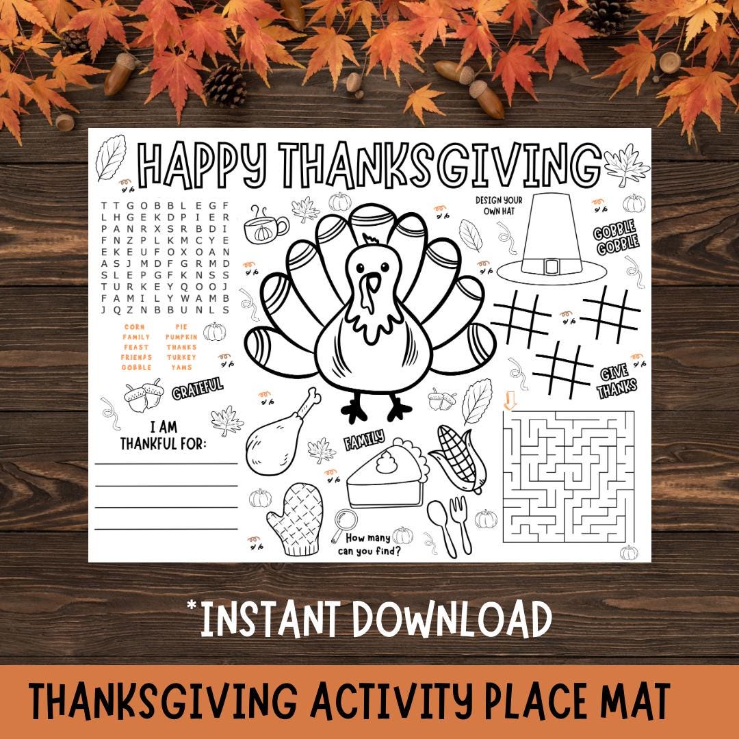 Thanksgiving Place Mat | Thanksgiving Coloring Pages | Kids ...