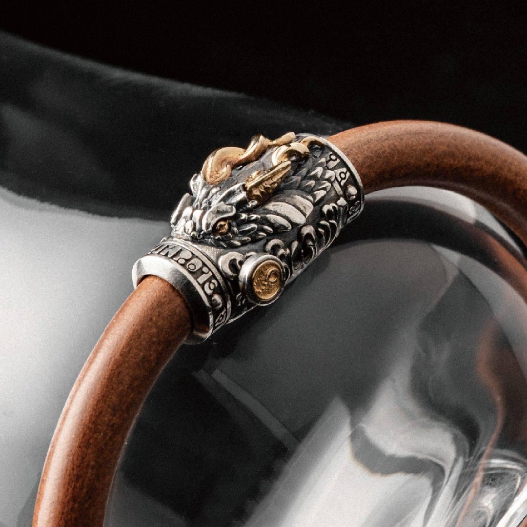 Chaos Serpent Collection | Serpent Leather Silver Bracelet | 925 Silver ...