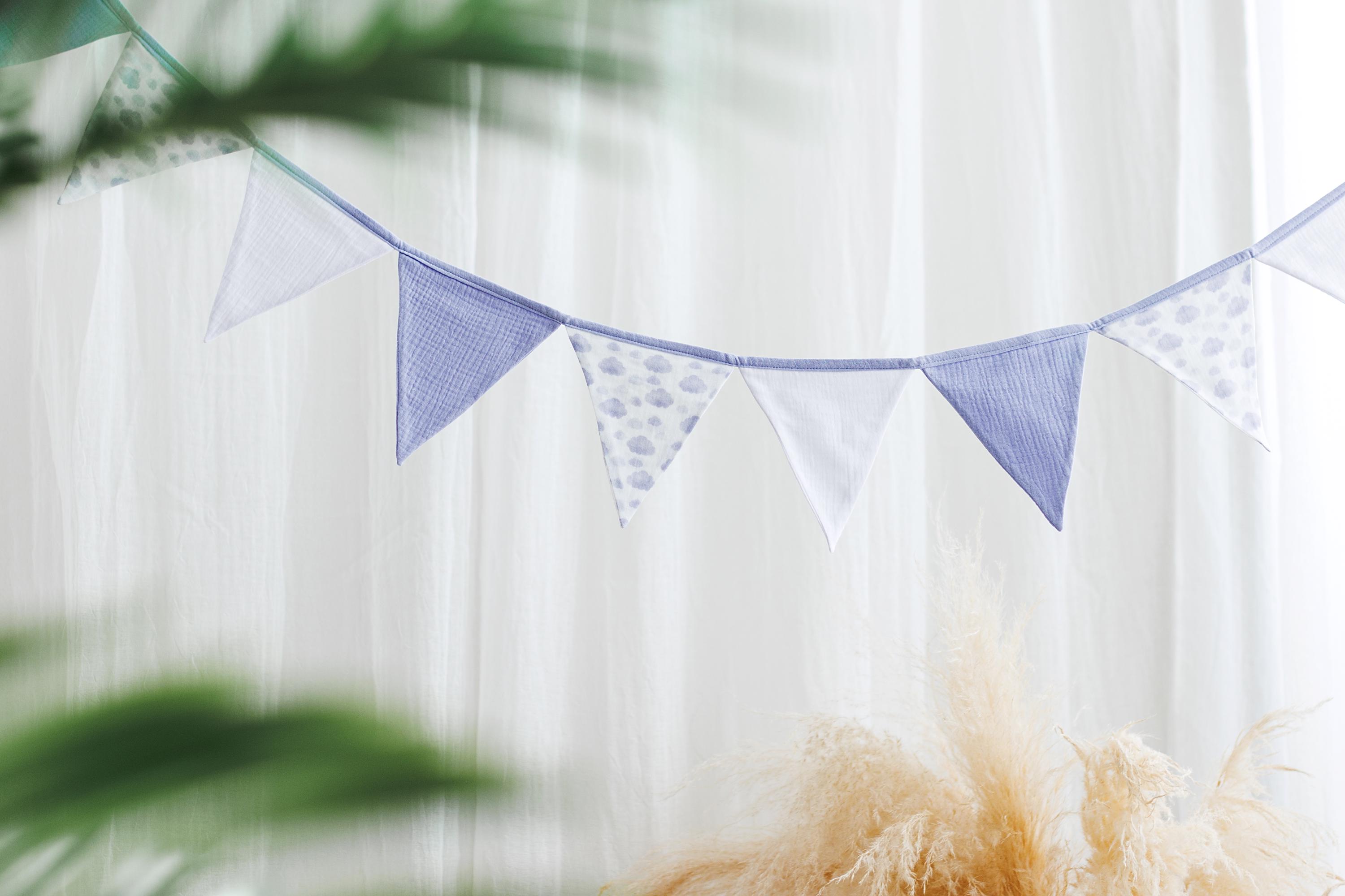 Blue Bunting Banner, Cotton Flags for Nursery, Handmade Wall Hanging ...